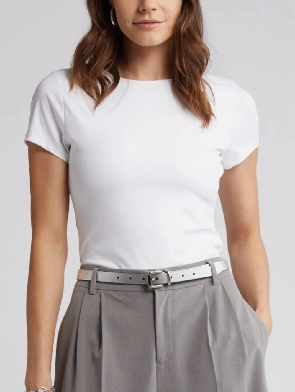 Halogen | Tops | Halogen White Short Sleeve Compression Tee | Poshmark